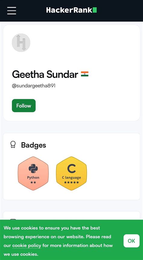 Finished A Python Program On Hackerrank With A 2 Star Rating Geetha