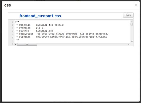 Hikashop Display Of The Css Edit Window Hikashop