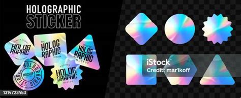 홀로그램 스티커 다른 모양의 홀로그램 라벨 컬러 빈 무지개 빛나는 엠블럼 라벨 종이 스티커 벡터 일러스트레이션 스티커에 대한 스톡 벡터 아트 및 기타 이미지 Istock