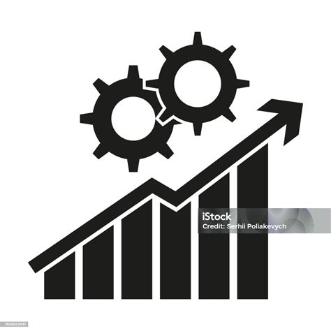 생산성 성능 아이콘입니다 차트 및 기어 기호 위쪽 화살표 벡터 일러스트 레이 션입니다 주당순이익 10 개발에 대한 스톡 벡터