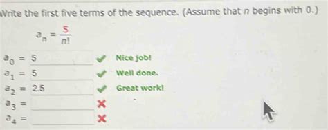 solved write the first five terms of the sequence assume that n