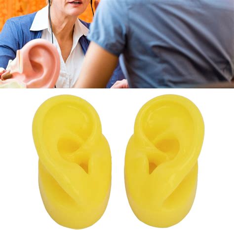 Silicone Ear Model 1 Pair Silicone Ear Human Ear Model Soft Tough Bubble Free Yellow Waterproof