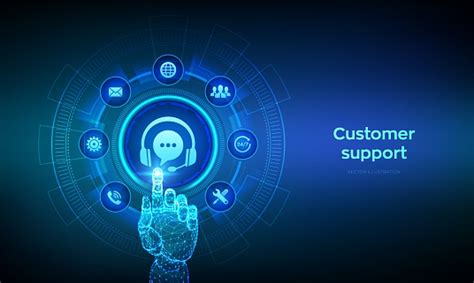 고객 지원 서비스 기술 개념 기술 지원 고객 서비스 디지털 인터페이스 기술 지원 지원 와이어프레임 손 터치 가상 화면 벡터 일러스트 레이 션 고객에 대한 스톡 벡터 아트 및