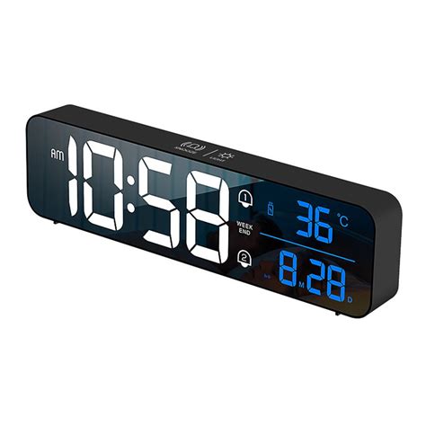 Bwmusic Led Digital Alarm Clock Temperature Date Display Desktop Mirror Clocks Shopee Malaysia