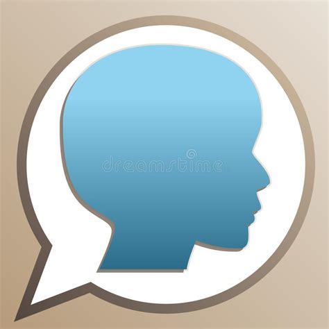 People Head Sign Bright Cerulean Icon In White Speech Balloon At Pale