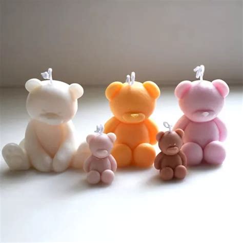 Set De 5 Molde Silicon Oso Osito Chocolate Vela Jabónresi Meses