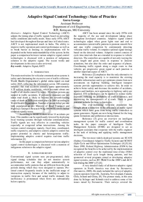 Pdf Adaptive Signal Control Technology State Of Practice