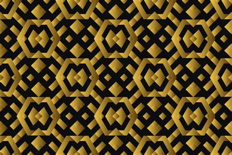 Abstract Geometric Pattern With Lines Rhombuses A Seamless Vector Background Black And Gold