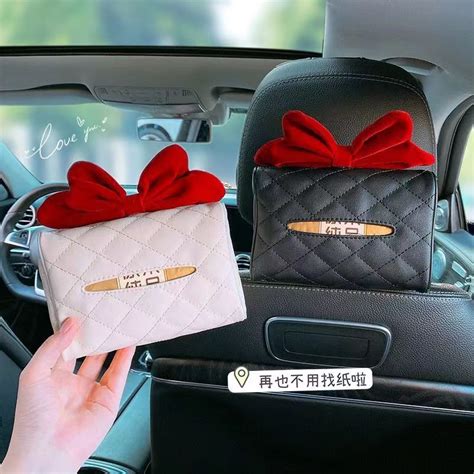 กล่องกระดาษทิชชู่ ติดโบว์ ที่บังแดด ที่พักแขน แบบแขวน สําหรับรถยนต์ Shopee Thailand
