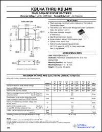 General Semiconductor KBU4 Series Datasheets KBU4J KBU4B KBU4G KBU4A KBU4K KBU4D KBU4M
