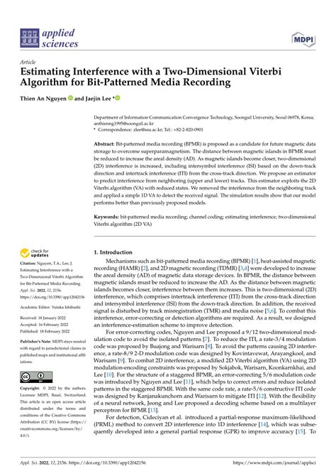 pdf estimating interference with a two dimensional viterbi algorithm for bit patterned media