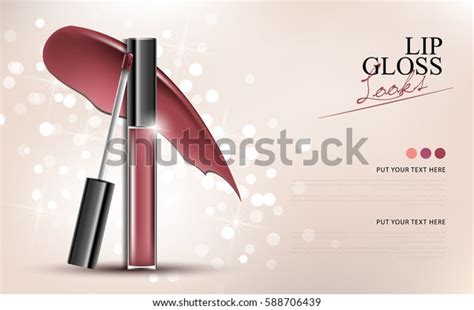 Attractive Lip Gloss Ads Sticky Glossy Stock Vector Royalty Free