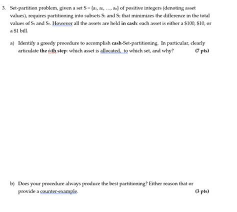 Solved 3 Set Partition Problem Given A Set S Ai A2
