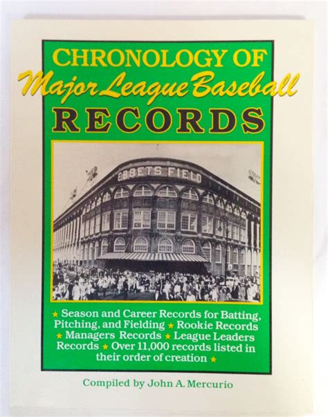 A Chronology Of Major League Baseball Records Mercurio John A