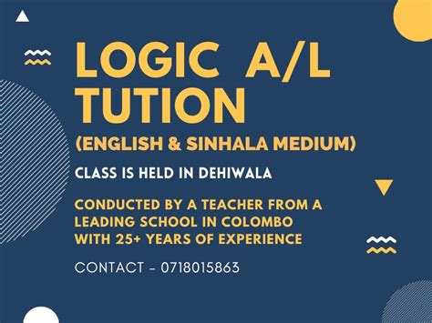 Logic Al Classes English And Sinhala Logic Al Arts Local