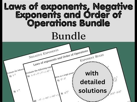 Laws Of Exponents Negative Exponents And Order Of Operations Bundle