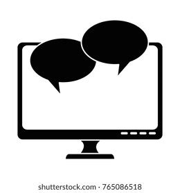 Monitor Computer Speech Bubbles Stock Vector Royalty Free Shutterstock