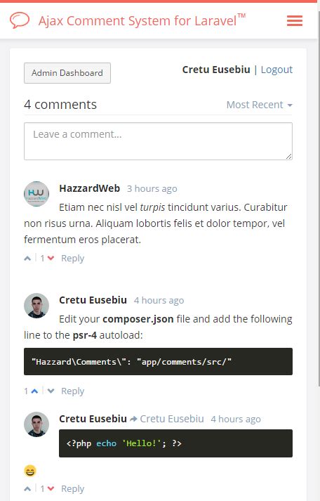 Ajax Comment System For Laravel By HazzardWeb CodeCanyon