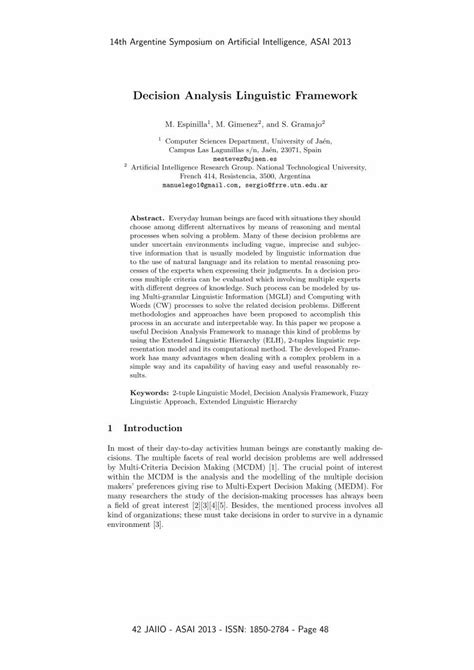 Pdf Decision Analysis Linguistic Framework Dokumentips