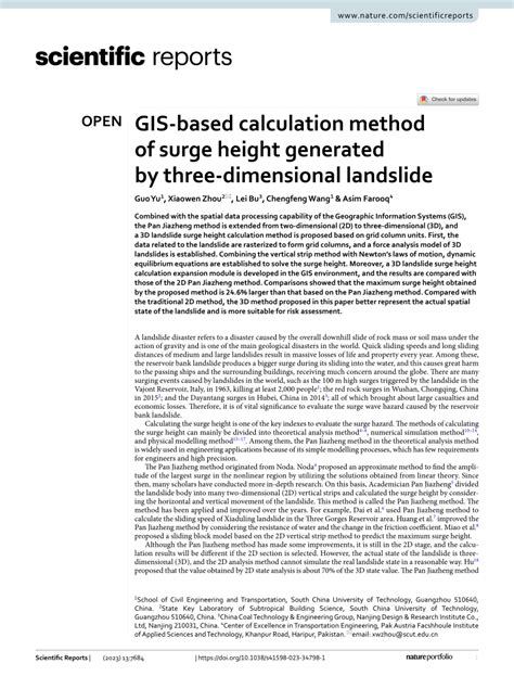 Pdf Gis‑based Calculation Method Of Surge Height Generated By Three