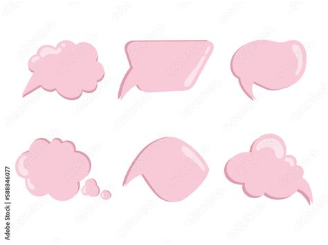 Set Of Pink Message Clouds Pop Up Message Bubbles Set Of Isolated