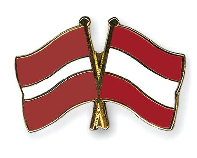 Crossed Flag Pins Latvia Austria Flags