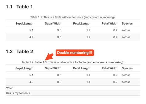 R Markdown How To Prevent Double Numbering Of Tables When Using