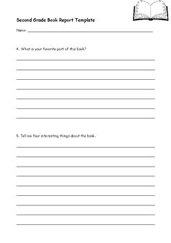Second Grade Book Report Template by La Maîtresse TPT