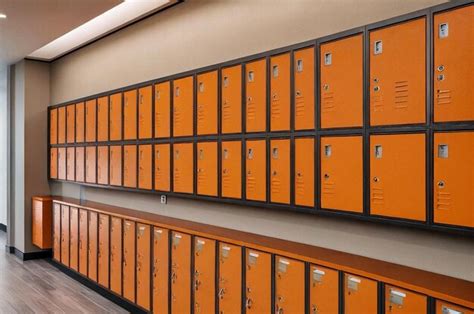 Orange Steel Mailboxes In An Apartment Residential Building Inside Modern Rows Of Numbered