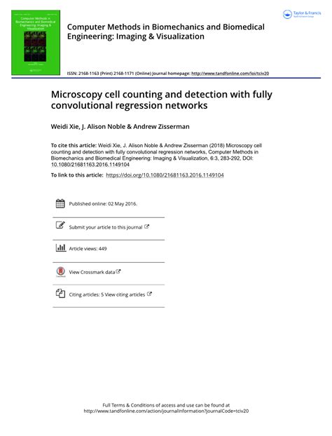 Microscopy Cell Counting And Detection With Fully Convolutional Regression Networks Docslib