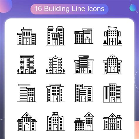 Premium Vector Building Vector Outline Icon Set 01