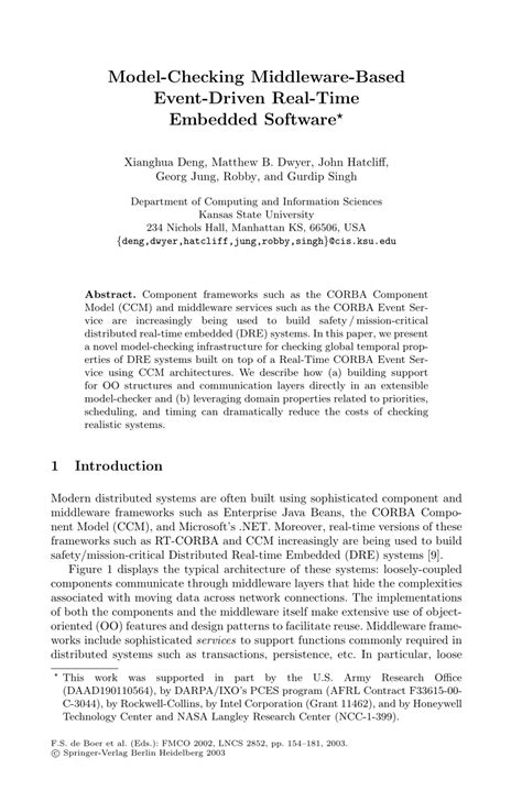 Pdf Model Checking Middleware Based Event Driven Real Time Embedded