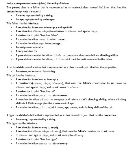 Solved Write A Program To Create A Class Hierarchy Of