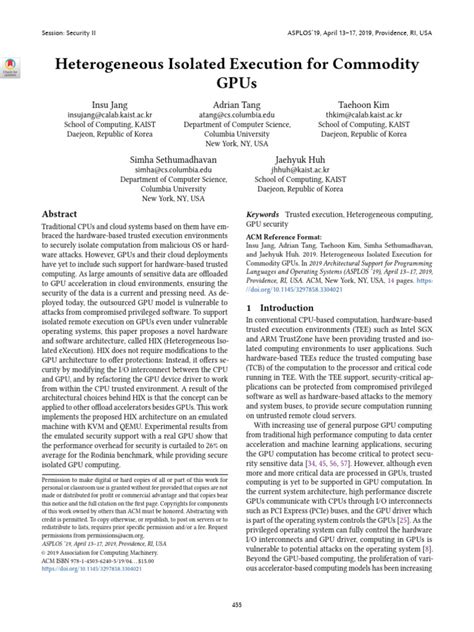 Heterogeneous Isolated Execution For Commodity Gpus Pdf Graphics