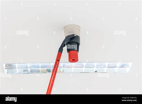 Automatic Smoke Detector Fire Alarm Head On The Ceiling The Smoke