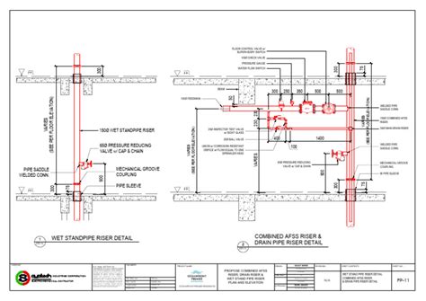 Fp 11 Wet Standpipe Riser And Combined Afss Riser And Drain Pipe Riser Detail Pdf Pipe Fluid