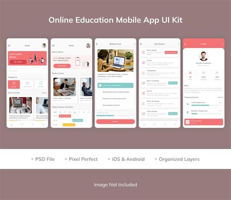 Premium Psd Online Education Mobile App Ui Kit