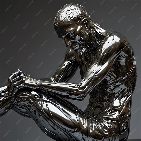 Human Figure Composed Of Flowing Liquid Metal Capturing A Dynamic And Metallic Form In