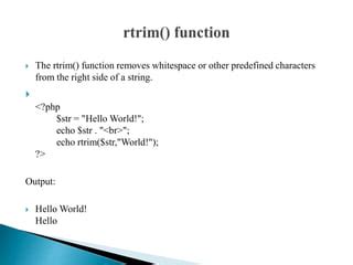 Presentation On Php String Function Part PPT