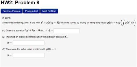 Solved Hw2 Problem 7 Previous Problem Problem List Next