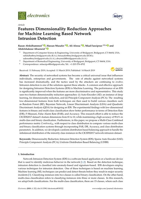 Pdf Features Dimensionality Reduction Approaches For Machine Learning Based Network Intrusion