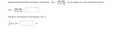 solved using the partial fractions technique the function