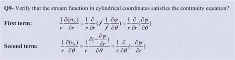 Solved Q9 Verify That The Stream Function In Cylindrical