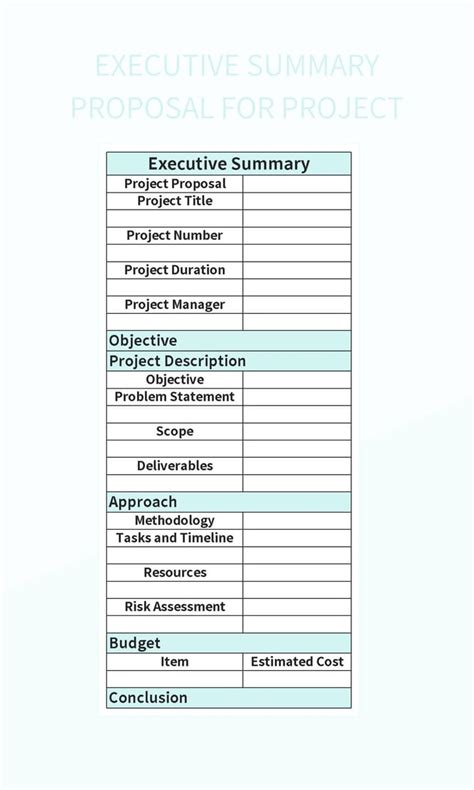 Free Project Proposal Templates For Google Sheets And Microsoft Excel Slidesdocs