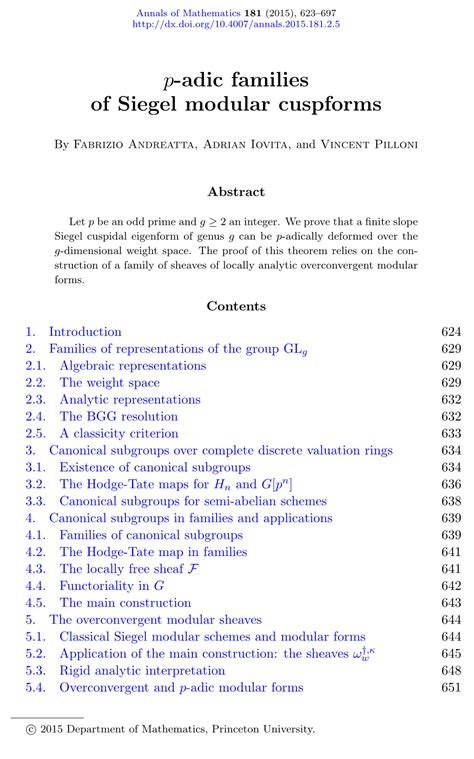 P Adic Families Of Siegel Modular Cuspforms Docslib