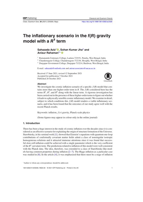 The Inﬂationary Scenario In The F R Gravity Model With A R 4 Term