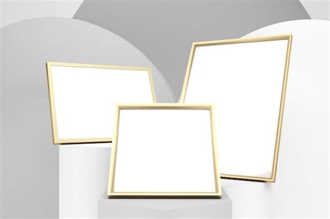흰색 배경의 우아한 프레젠테이션 금색 프레임 무료 사진
