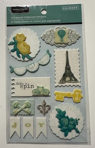 Colorbok Antique Paperie Layered Chipboard Epoxy Stickers 10 Pieces Ebay