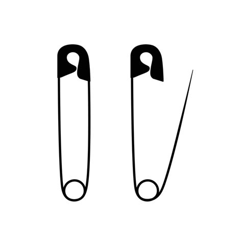 Safety Pin Black And White Flat Icon Safety Pin Silhouette Vector