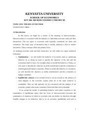 EET Advanced Microeconomics Theory KENYATTA UNIVERSITY Babe OF ECONOMICS EET